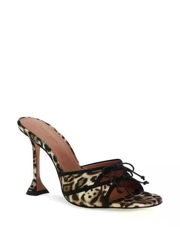 Amina Muaddi Eleonora Leopard Print Bow Sandals - Neutrals