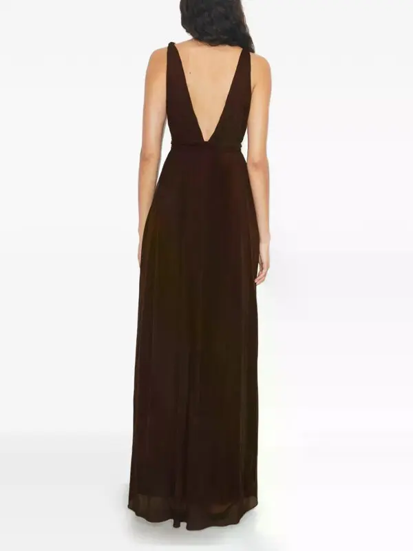 Tory Burch V-neck Viscose Gown With Belt - Brown