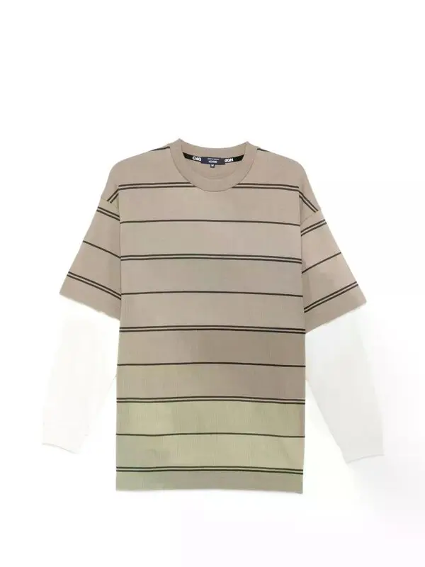 Comme Des Garçons Stripe-pattern Layered T-shirt - Brown