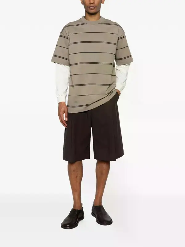 Comme Des Garçons Stripe-pattern Layered T-shirt - Brown