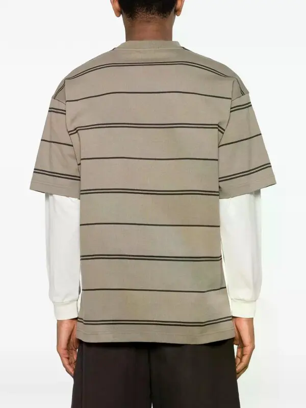 Comme Des Garçons Stripe-pattern Layered T-shirt - Brown