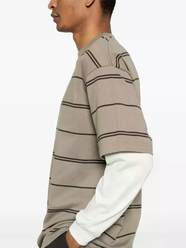 Comme Des Garçons Stripe-pattern Layered T-shirt - Brown