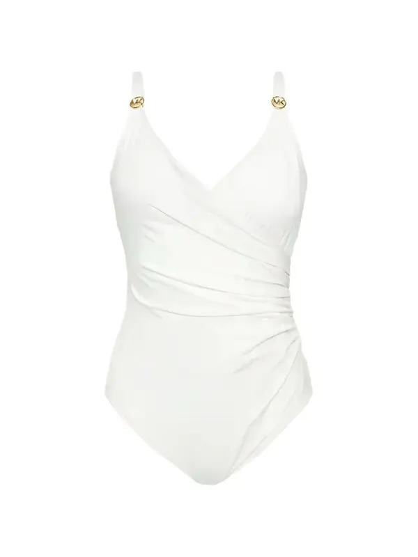 Michael Kors Logo-details V-neck Swimsuit - White