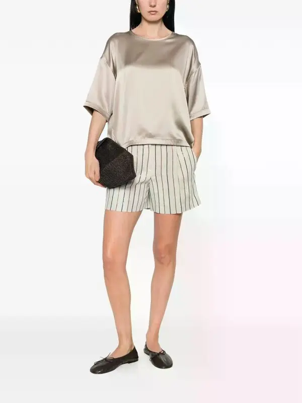 Brunello Cucinelli Short Sleeve Silk Top