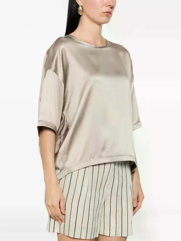 Brunello Cucinelli Short Sleeve Silk Top