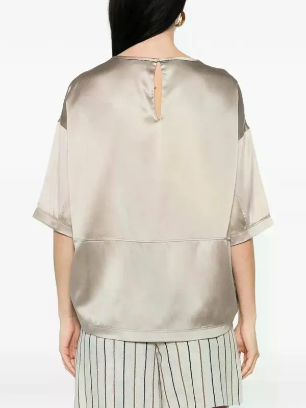 Brunello Cucinelli Short Sleeve Silk Top