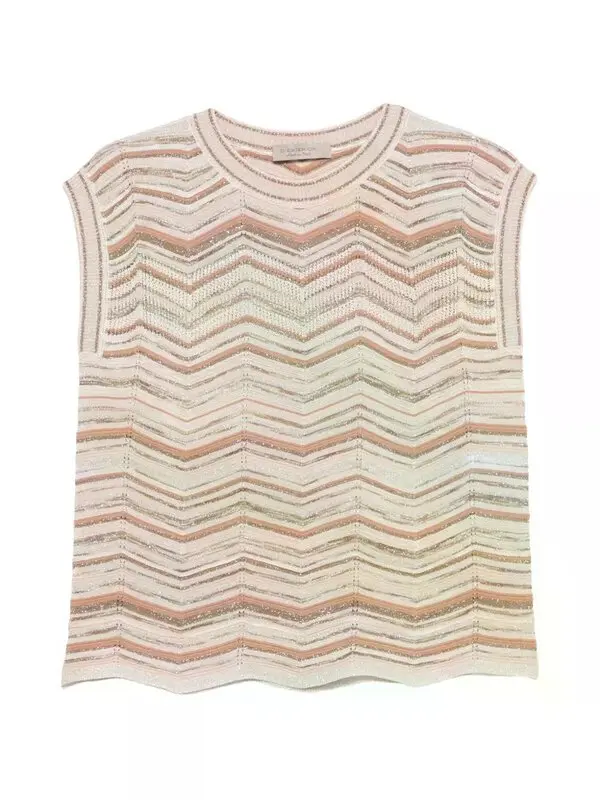 D.exterior Chevron-pattern Sleeveless Top - Neutrals
