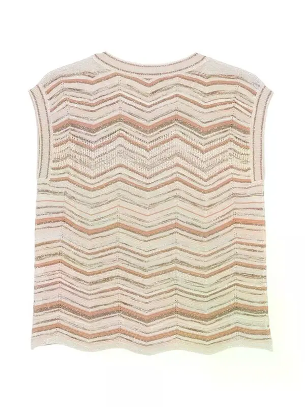 D.exterior Chevron-pattern Sleeveless Top - Neutrals