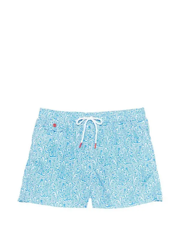 Kiton Floral Print Swim Shorts - Blue
