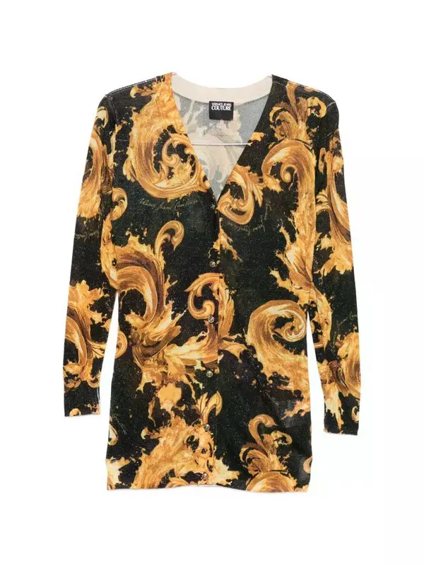 Versace Baroque-print Cardigan - Black
