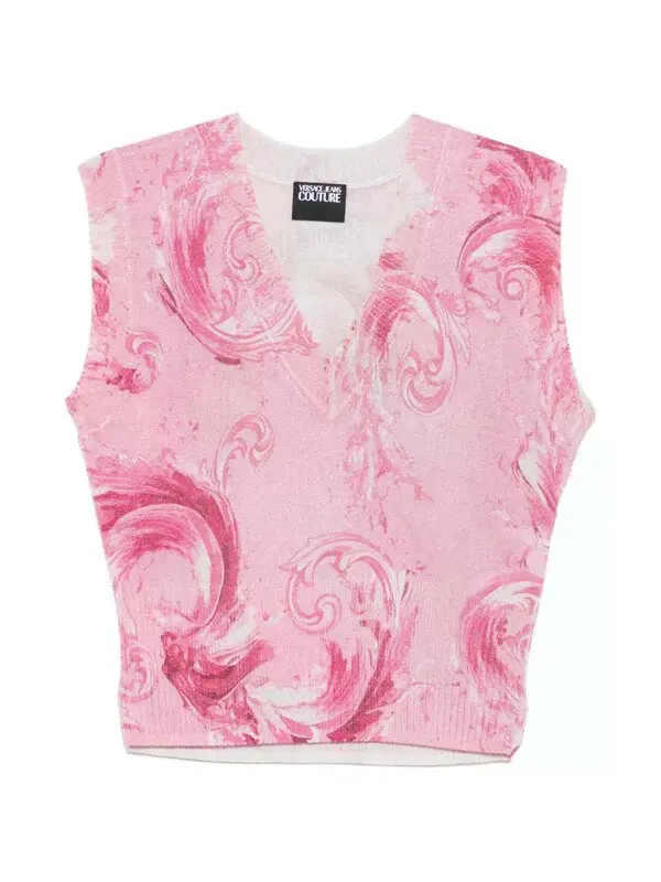 Versace Patterned V-neck Top - Pink