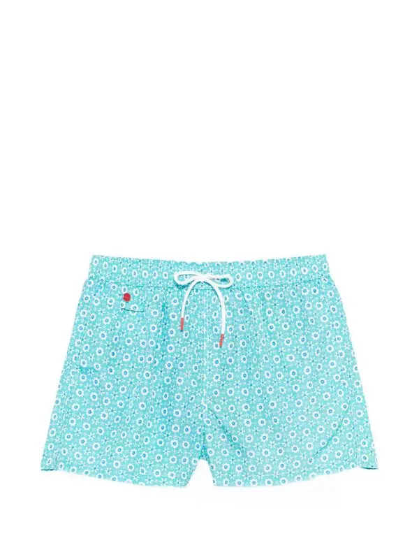 Kiton Floral Print Swim Shorts - Blue