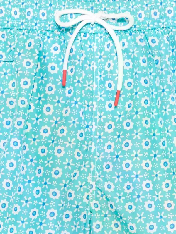 Kiton Floral Print Swim Shorts - Blue