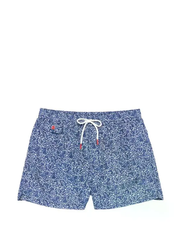 Kiton Floral Print Swim Shorts - Blue
