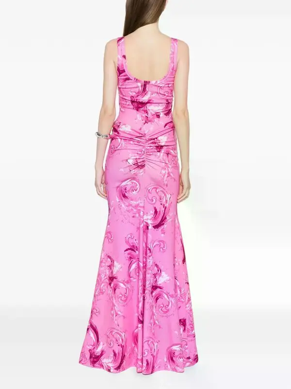 Versace Printed Ruched Maxi Dress