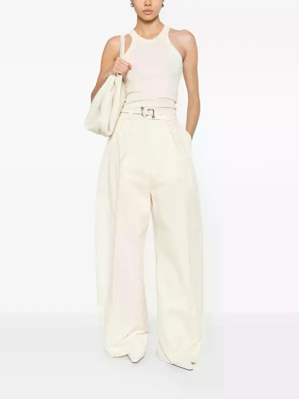 Sportmax Idoneo Belted Pleated Palazzo Pants - Neutrals
