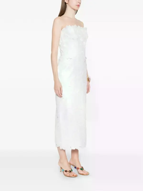 Costarellos Lace Strapless Midi Dress - White
