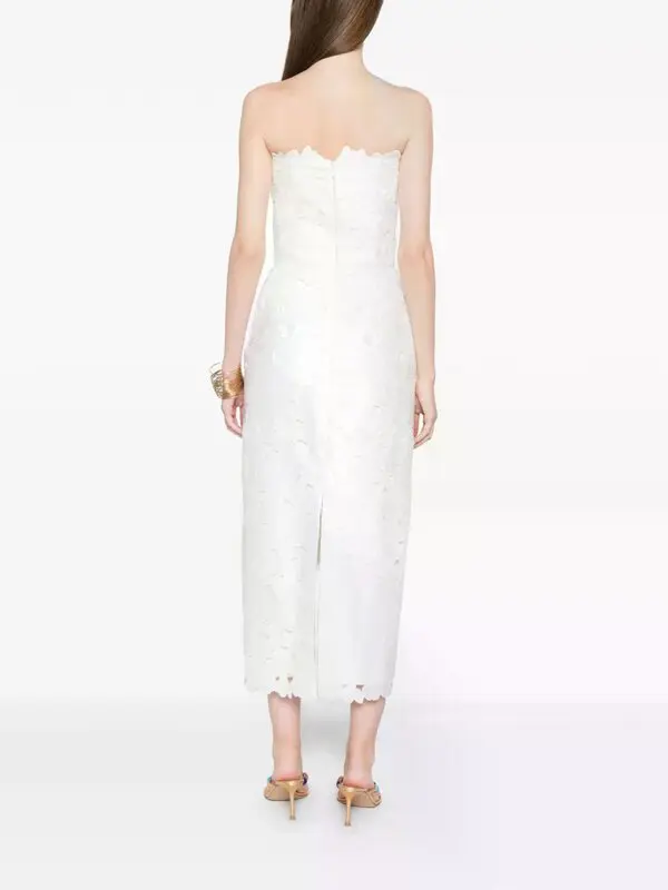 Costarellos Lace Strapless Midi Dress - White