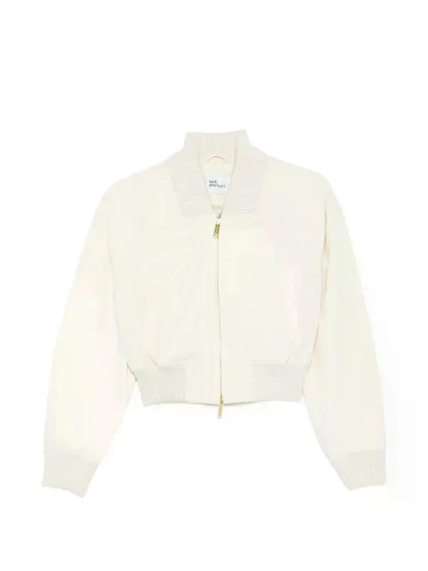 SELF-PORTRAIT Ribbed-trim Zip Bomber Jacket