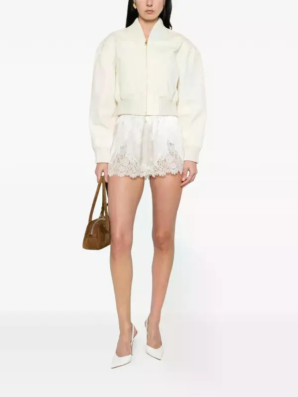 SELF-PORTRAIT Ribbed-trim Zip Bomber Jacket