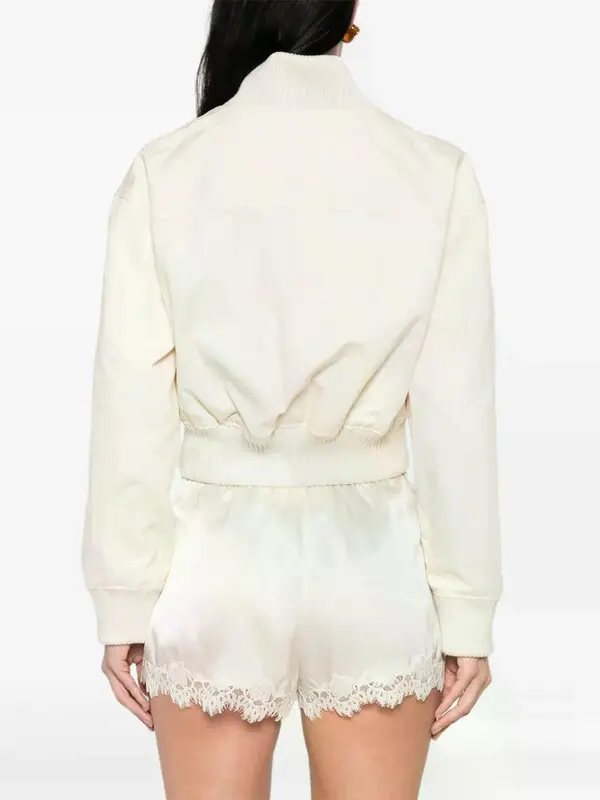 SELF-PORTRAIT Ribbed-trim Zip Bomber Jacket