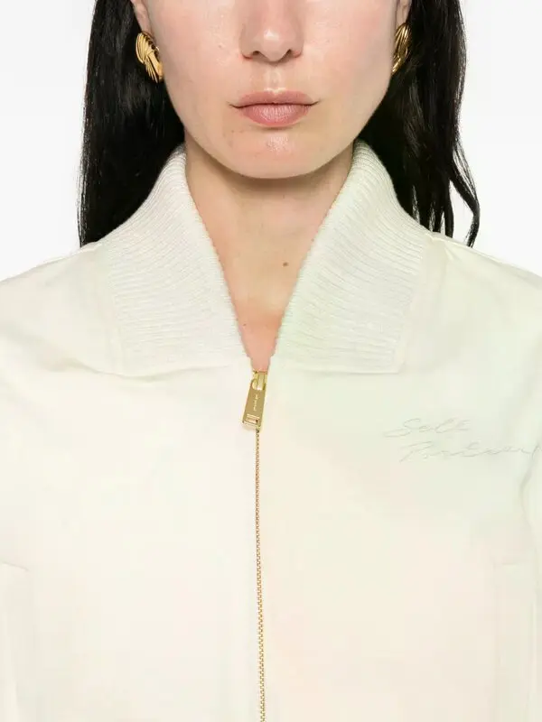 SELF-PORTRAIT Ribbed-trim Zip Bomber Jacket