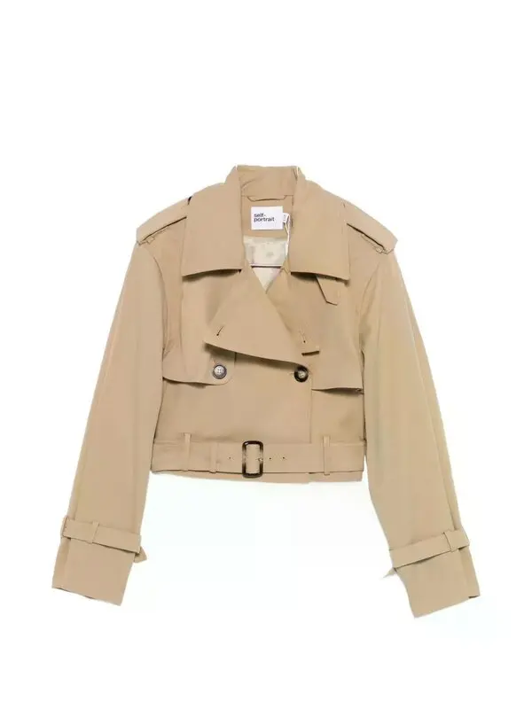 SELF-PORTRAIT Double-breasted Belted Jacket - Neutrals