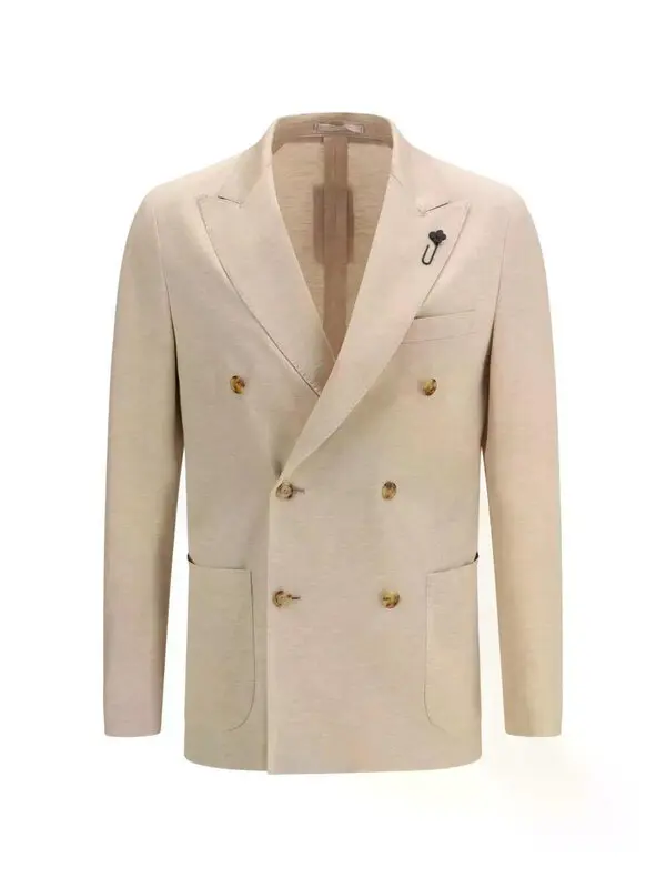 LARDINI Double-breasted Patch-pocket Blazer - Neutrals