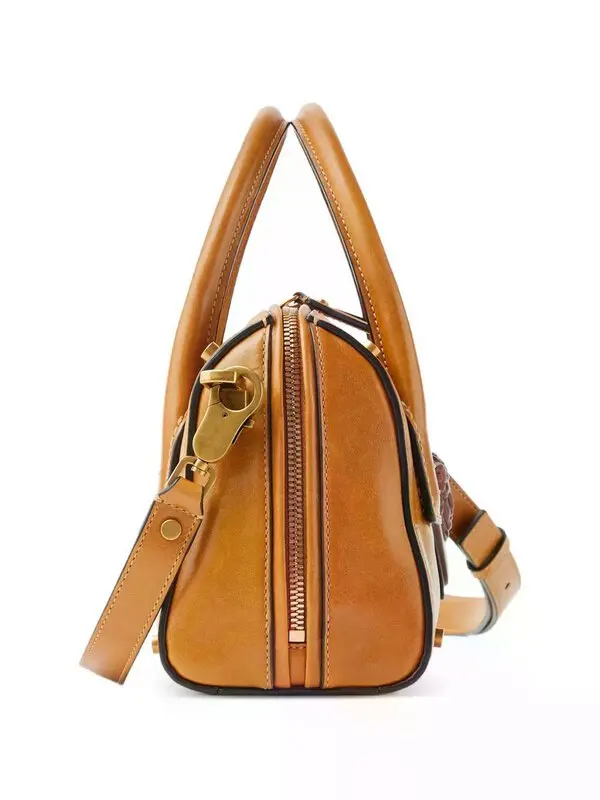 Versace Small Leather Boston Bag With Medusa Cameo