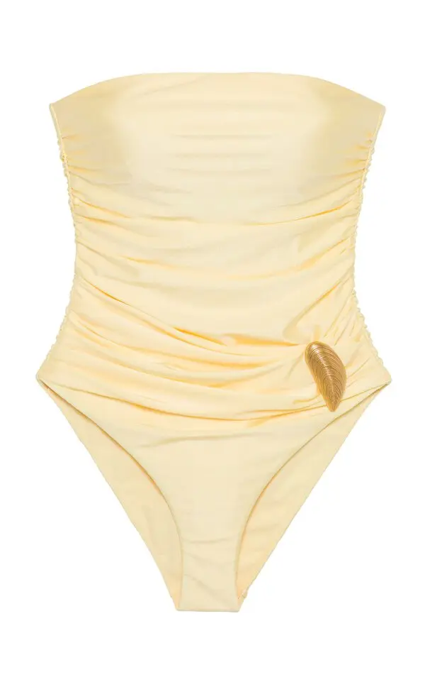 Simkhai Lorena Shell Strapless One-piece Swimsuit - Yellow