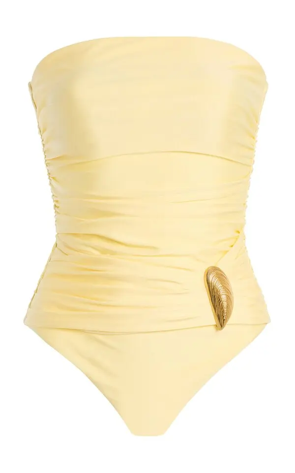 Simkhai Lorena Shell Strapless One-piece Swimsuit - Yellow