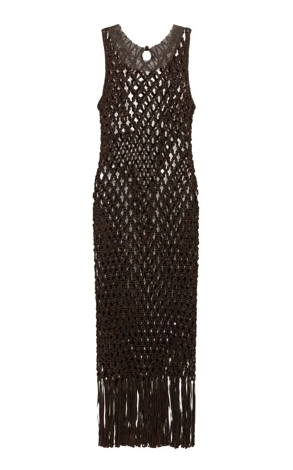 Simkhai Jensen Macrame Midi Cover-up Dress - Brown