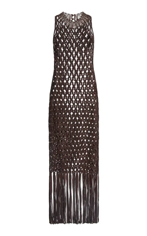 Simkhai Jensen Macrame Midi Cover-up Dress - Brown