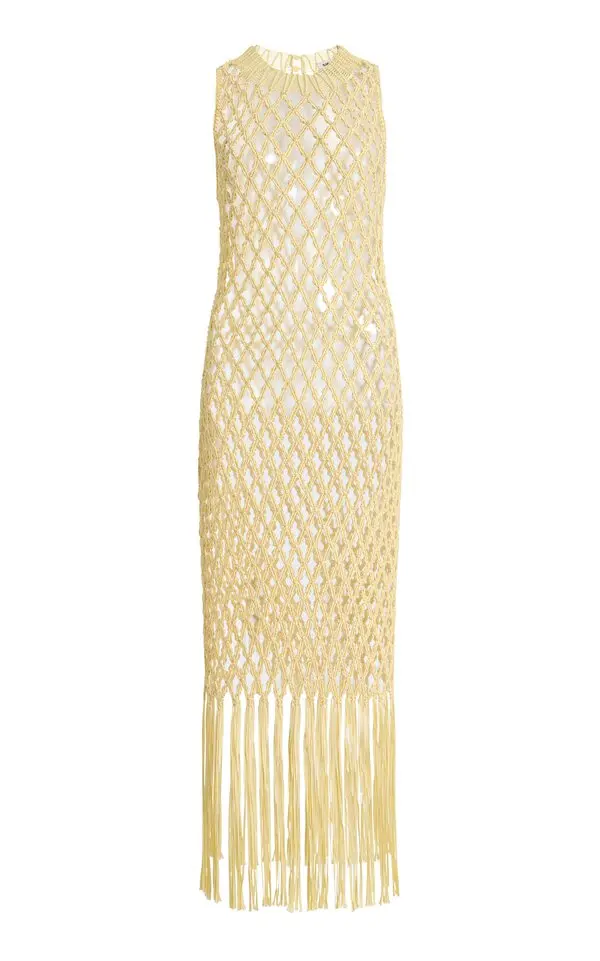 Simkhai Jensen Macrame Midi Cover-up Dress - Yellow