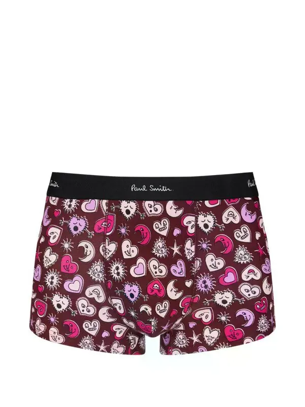 Paul Smith Moon Heart Print Boxers - Brown