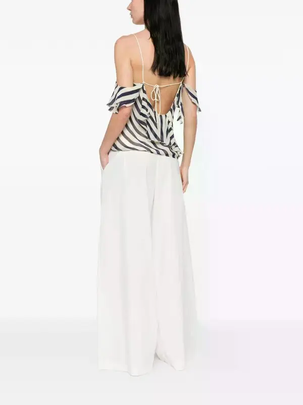 SELF-PORTRAIT Striped Ruffled Top
