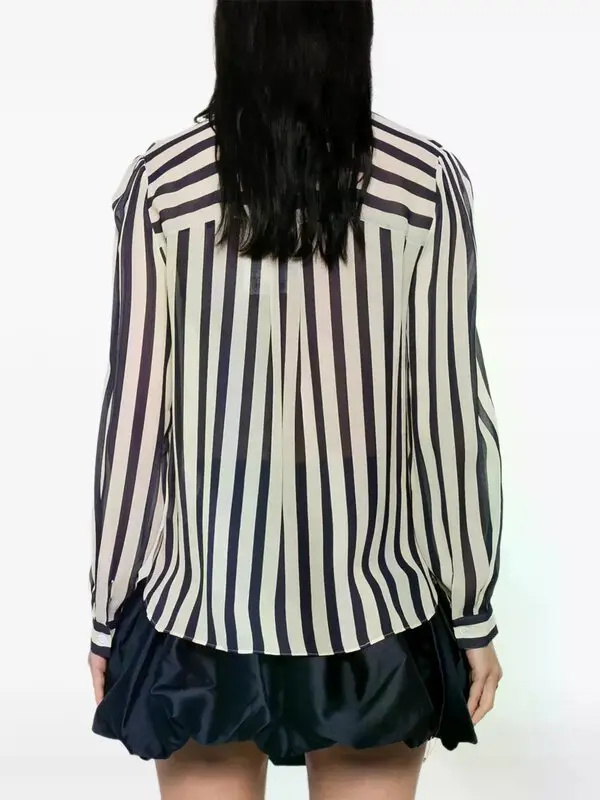 SELF-PORTRAIT Striped Tie Neck Blouse