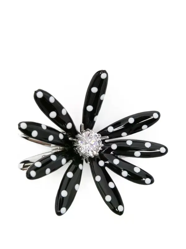 YVMIN Polka Dot Flower Hair Clip - Silver