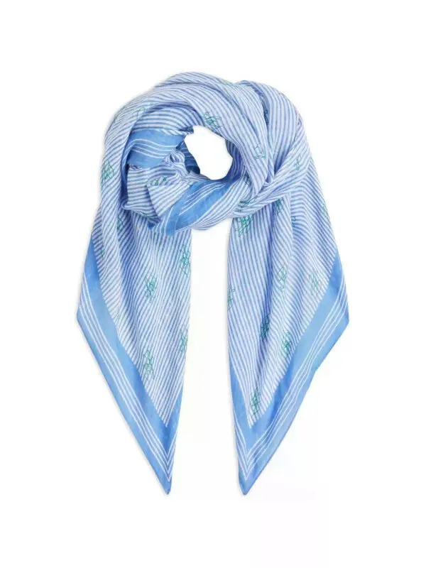 Tommy Hilfiger Striped Logo-print Scarf - Blue