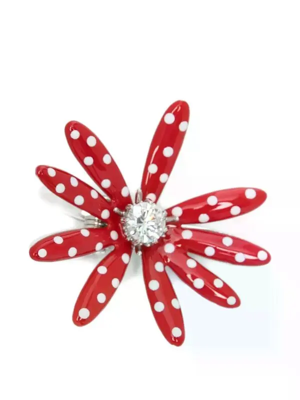 YVMIN Polka Dot Flower Hair Clip - Silver