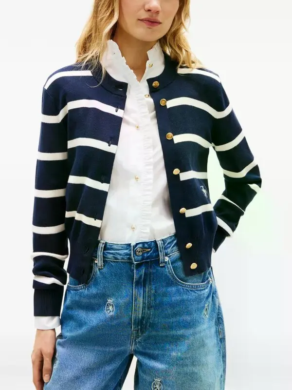 Tommy Hilfiger Striped Button-up Cardigan - Blue