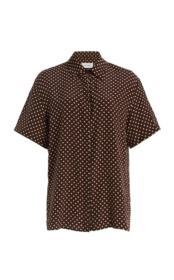 Matteau Polka-dot Silk Oversized Shirt - Brown