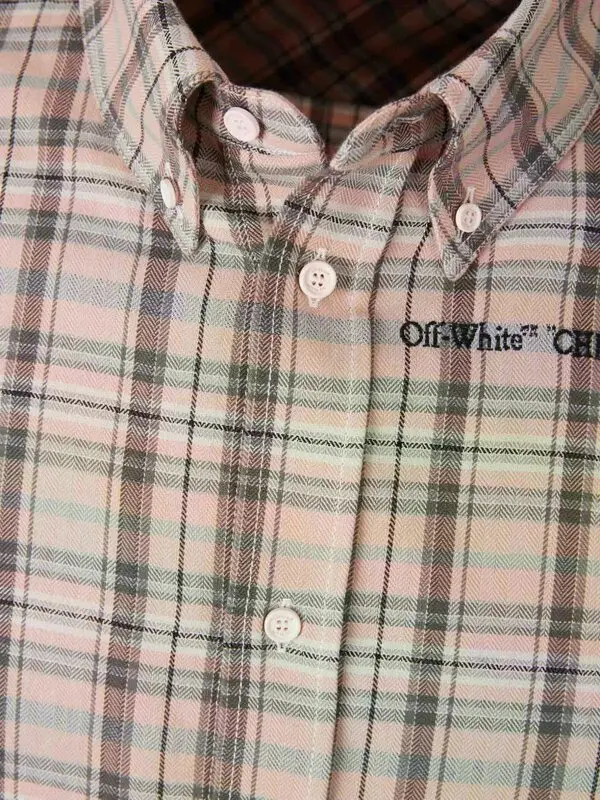 Off-White Check Button Shirt - Pink
