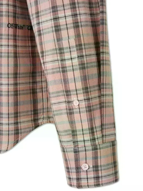 Off-White Check Button Shirt - Pink