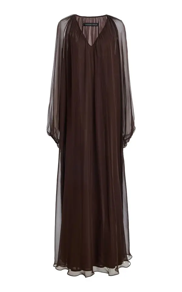 SEV Voile Maxi Caftan Dress - Brown