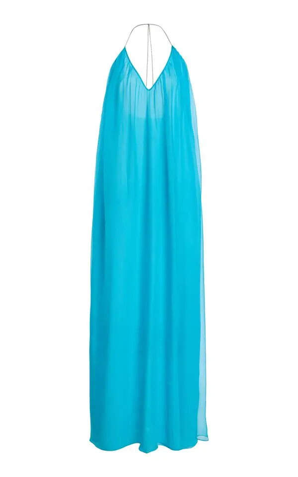 SEV Voile Maxi Halter Dress - Blue