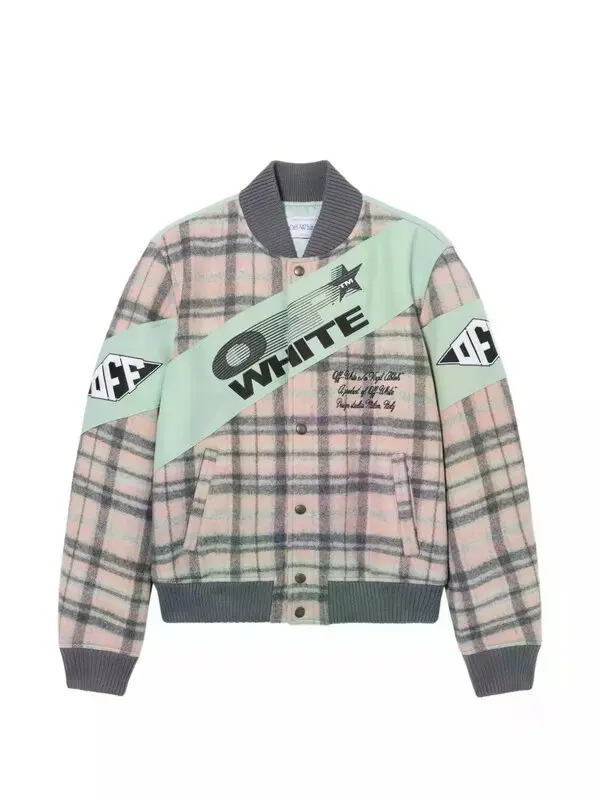 Off-White Checked Bomber Jacket - Pink