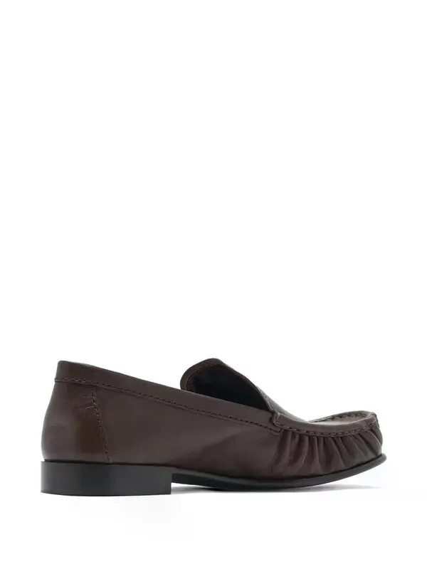 Miu Miu Pleated Detail Leather Loafers - Brown