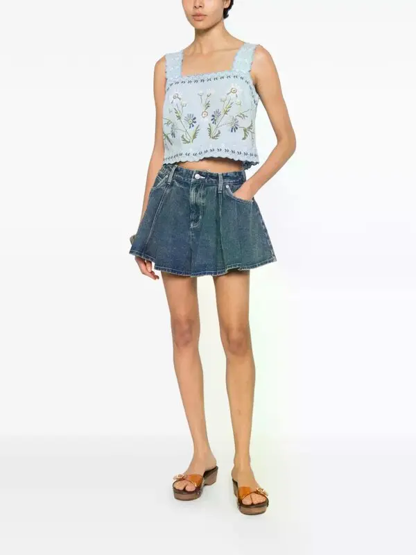 Sea Audra Floral-embroidered Crop Top
