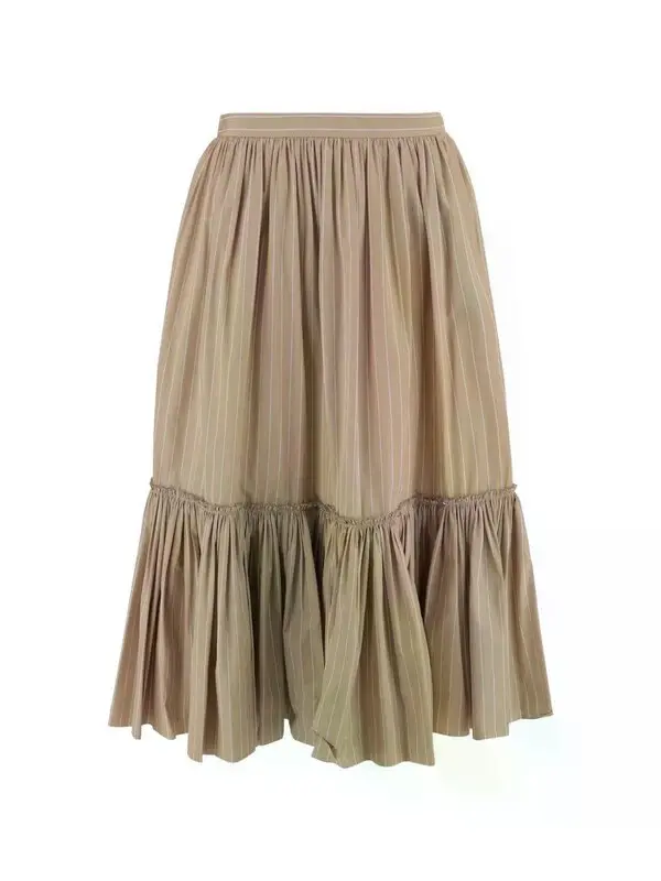 JIL SANDER Pinstripe Tiered Skirt - Neutrals